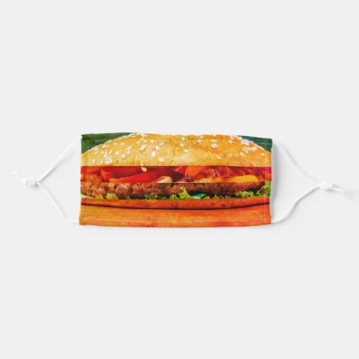 funny junk food cheese burger Hamburger Adult Cloth Face Mask | Zazzle