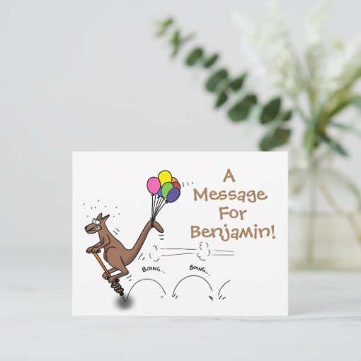 Funny kangaroo on pogo stick cartoon illustration postcard | Zazzle