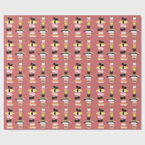 Funny Kawaii Sushi Characters Pattern | Cute Food Wrapping Paper | Zazzle