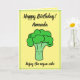 Funny Kawaii Yellow Vegan Broccoli Birthday Card | Zazzle
