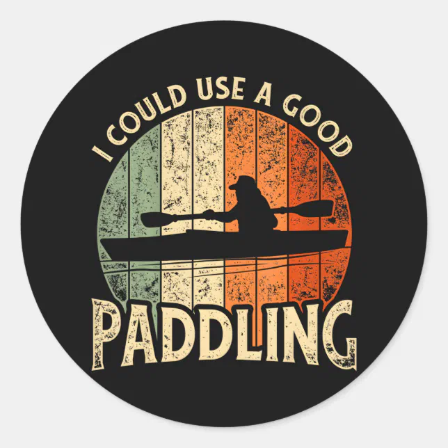 Funny Kayaker Canoe Paddling Boating Outdoor Classic Round Sticker | Zazzle