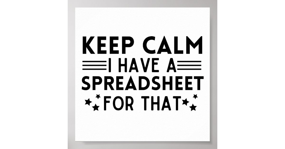 Funny Keep calm I have a spreadsheet for that Poster | Zazzle