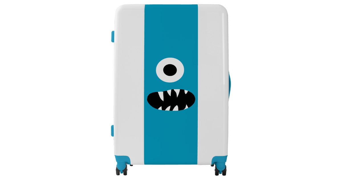 Funny Kids Monsters Face Blue One Eyed Monster Luggage | Zazzle