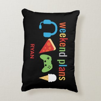 Funny Kids Weekend Plans Gamer Video Game Boys Accent Pillow | Zazzle
