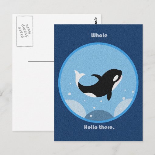 Funny Killer Whale Hello There Postcard Happy Orca | Zazzle