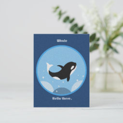 Funny Killer Whale Hello There Postcard Happy Orca | Zazzle