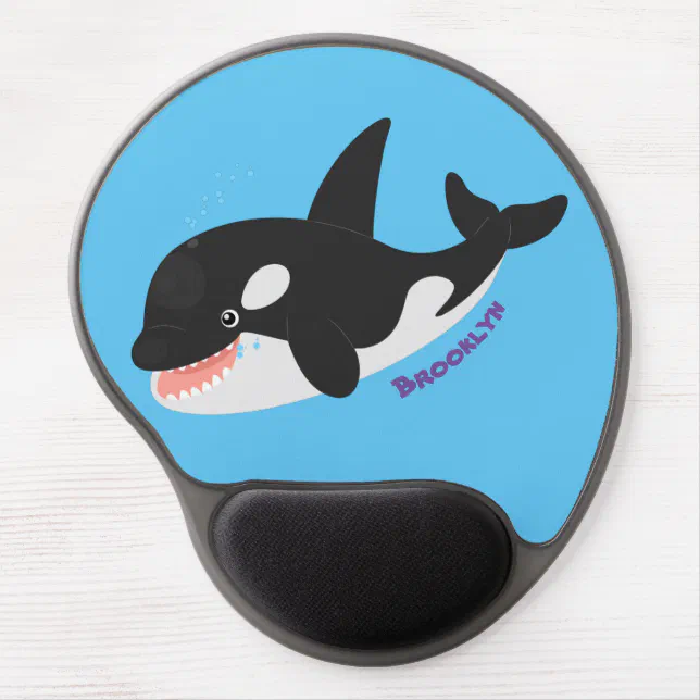 Funny killer whale orca cute cartoon illustration gel mouse pad | Zazzle