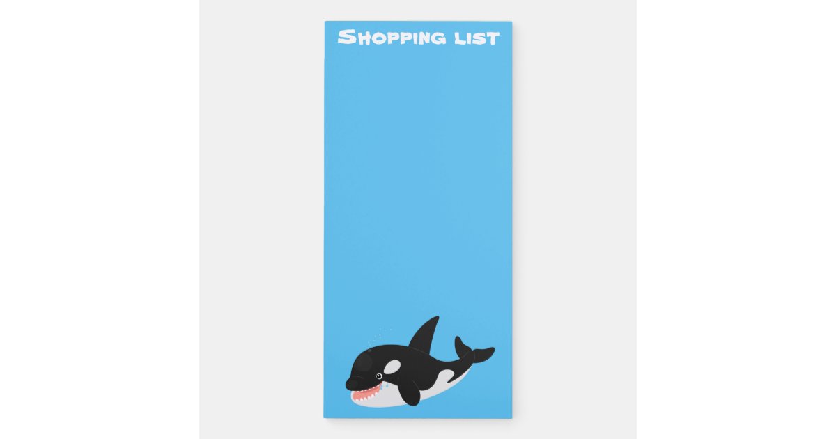 Funny killer whale orca cute cartoon illustration magnetic notepad | Zazzle