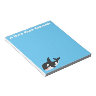 Funny killer whale orca cute cartoon illustration notepad | Zazzle
