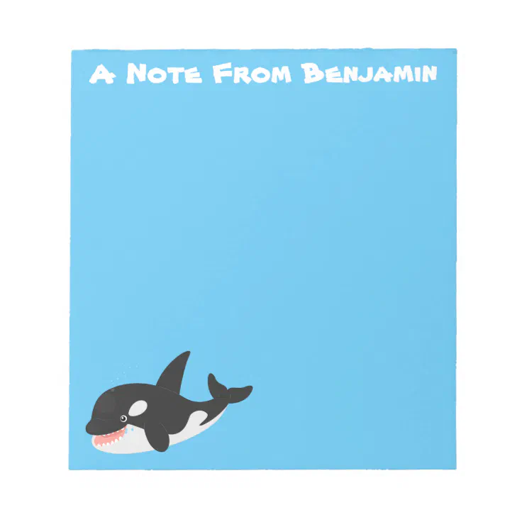 Funny killer whale orca cute cartoon illustration notepad | Zazzle