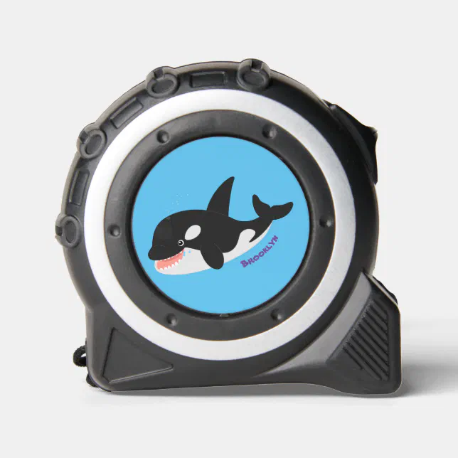 Funny killer whale orca cute cartoon illustration tape measure | Zazzle