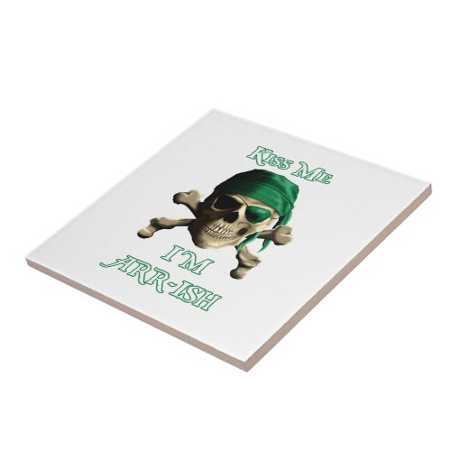 Funny Kiss Me Irish Jolly Roger Pirate Skull Ceramic Tile | Zazzle