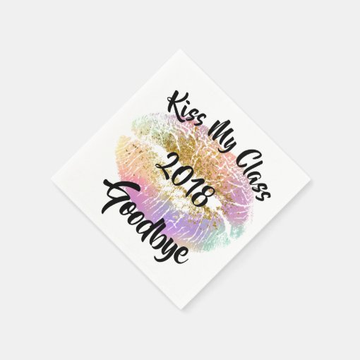 Funny Kiss My Class Goodbye Lips Napkins | Zazzle
