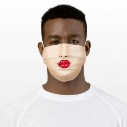 Funny Kissing mouth - Light Complexion Adult Cloth Face Mask | Zazzle