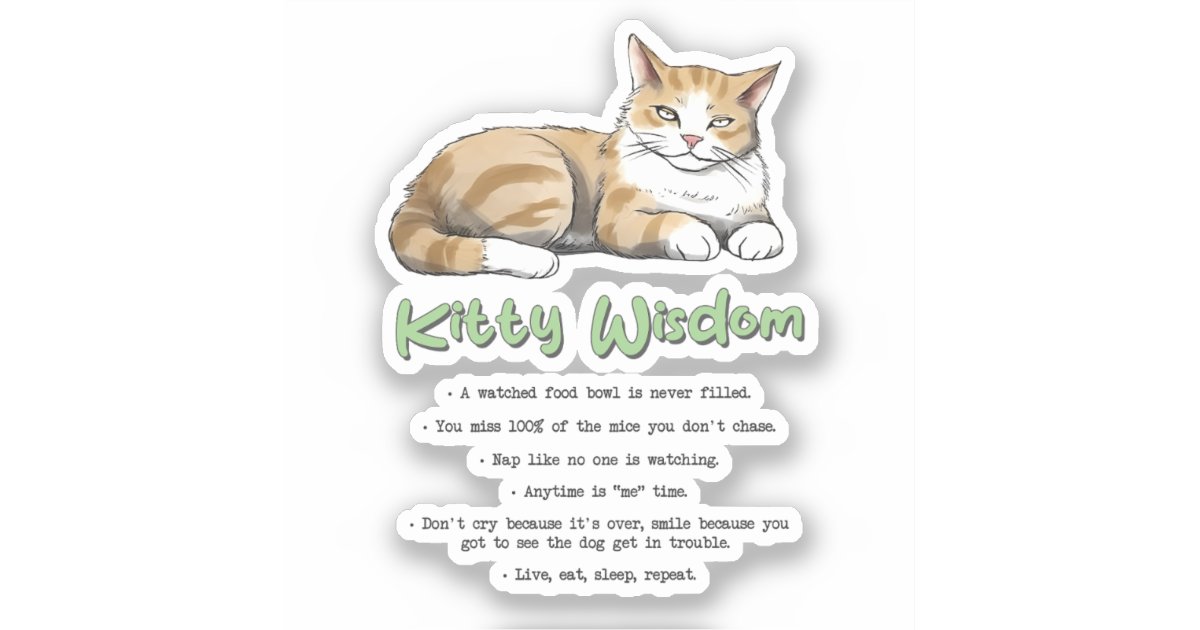 Funny Kitty Wisdom Sticker | Zazzle