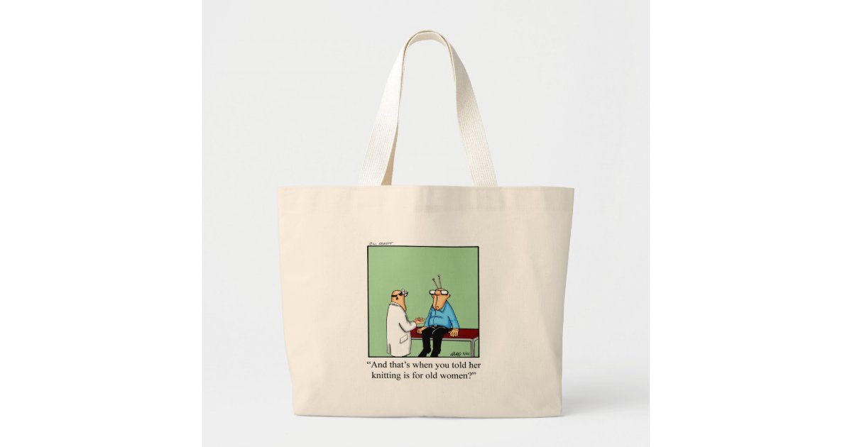 Funny Knitting Cartoon Bag | Zazzle