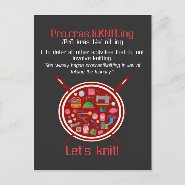 Funny Knitting Wife Lets Knit Crafter Postcard | Zazzle