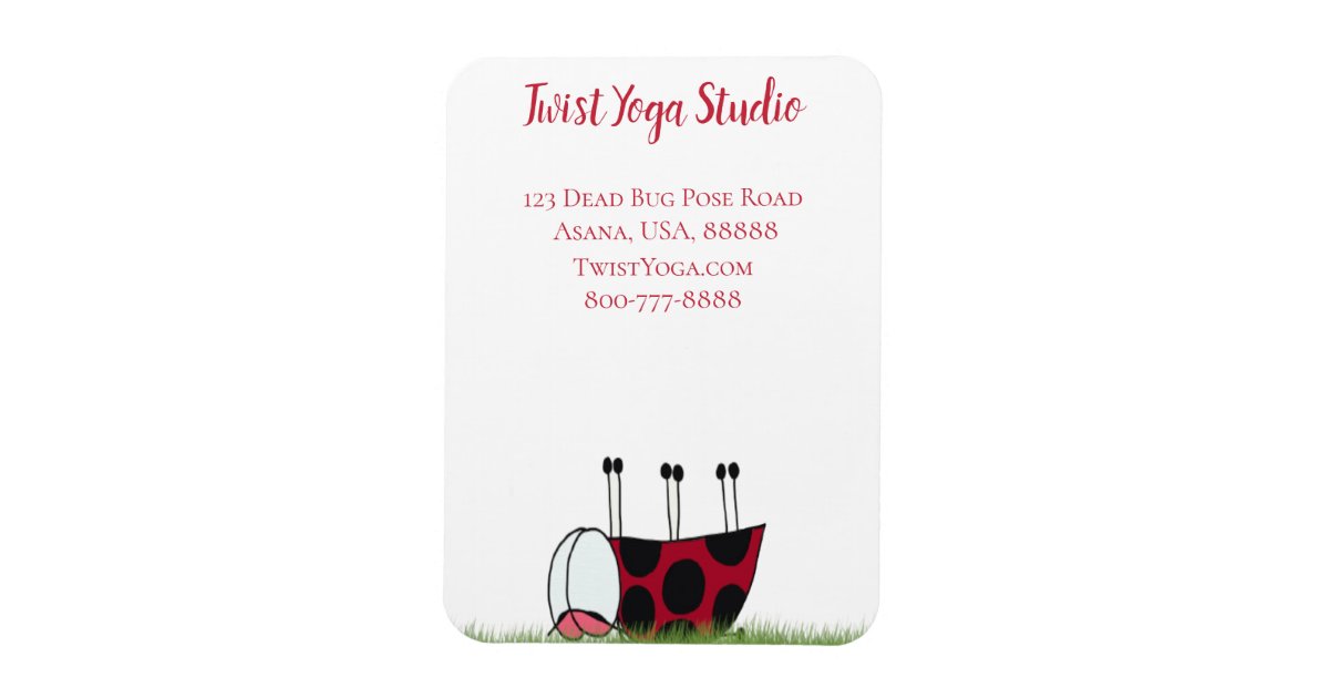 Funny Ladybug Dead Bug Yoga Pose Business Card Magnet | Zazzle