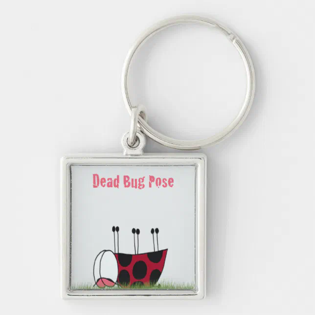Funny Ladybug Dead Bug Yoga Pose Keychain | Zazzle