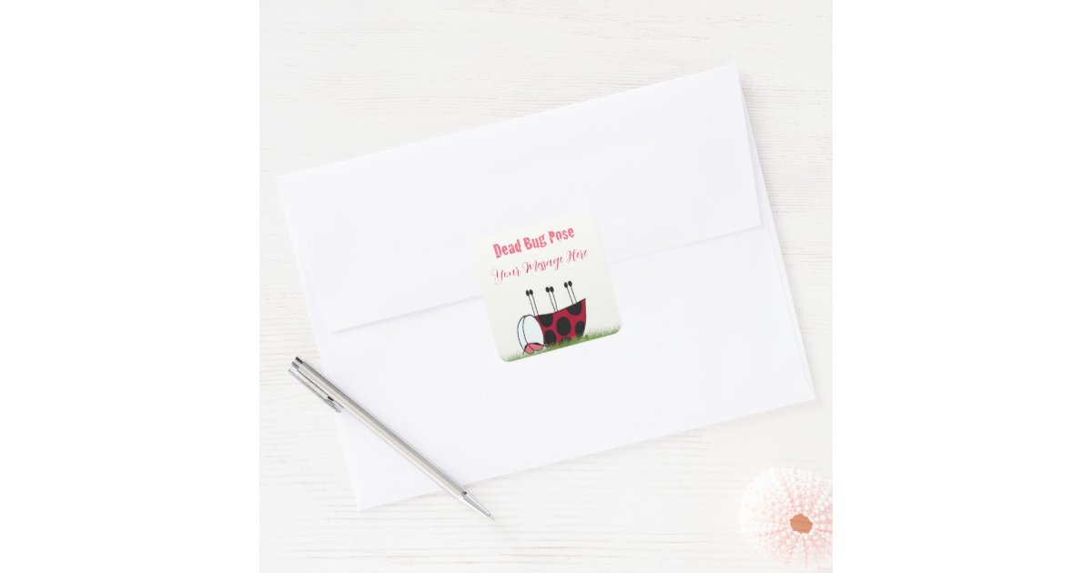 Funny Ladybug Dead Bug Yoga Pose Square Sticker | Zazzle