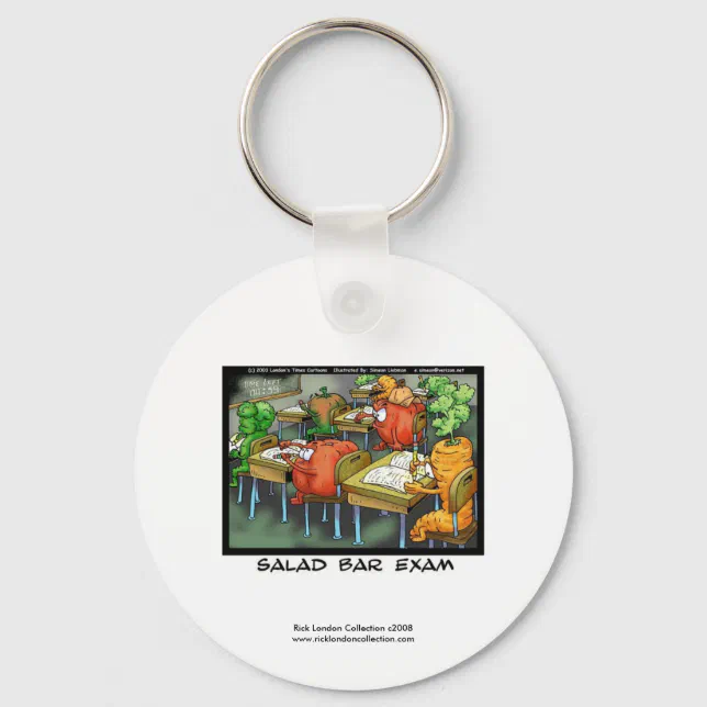 Funny Lawyer Cartoon Keychain "Salad Bar Exam" | Zazzle