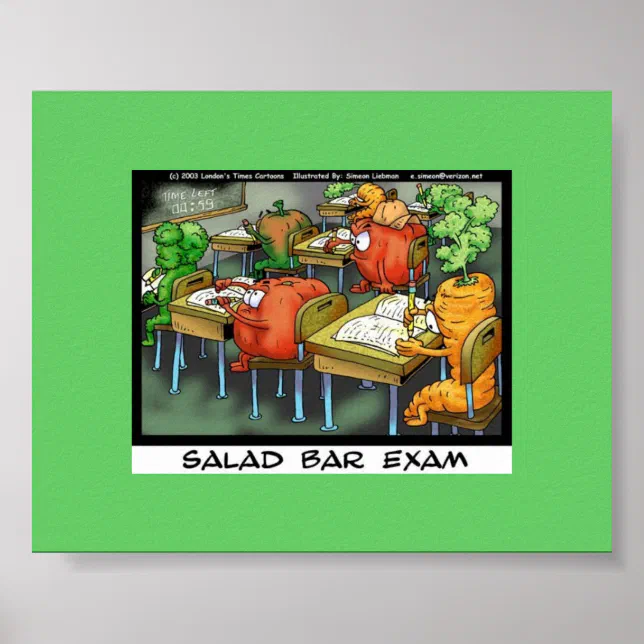Funny Lawyer Cartoon Poster"Salad Bar Exam" Poster | Zazzle