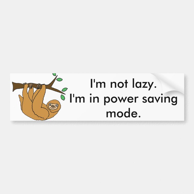 Funny Lazy Sloth Cartoon Bumper Sticker | Zazzle