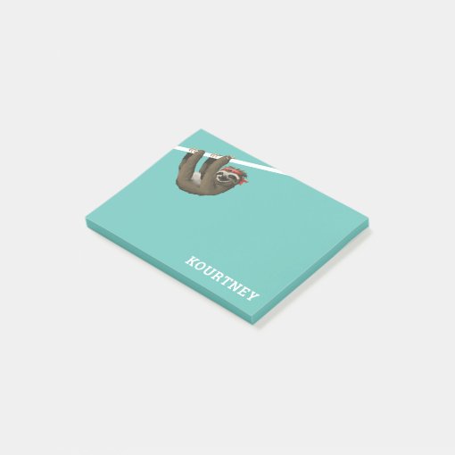 Funny Lazy Sloth with Personalized Name Post-it Notes | Zazzle