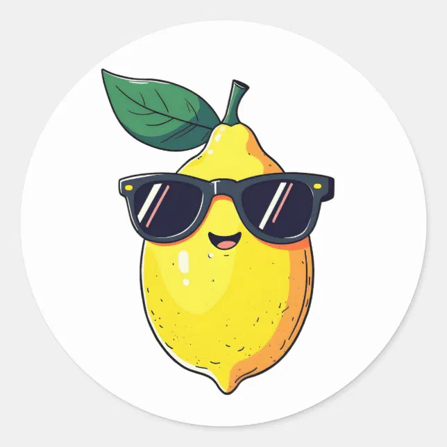 Funny Lemon Sunglasses Classic Round Sticker | Zazzle