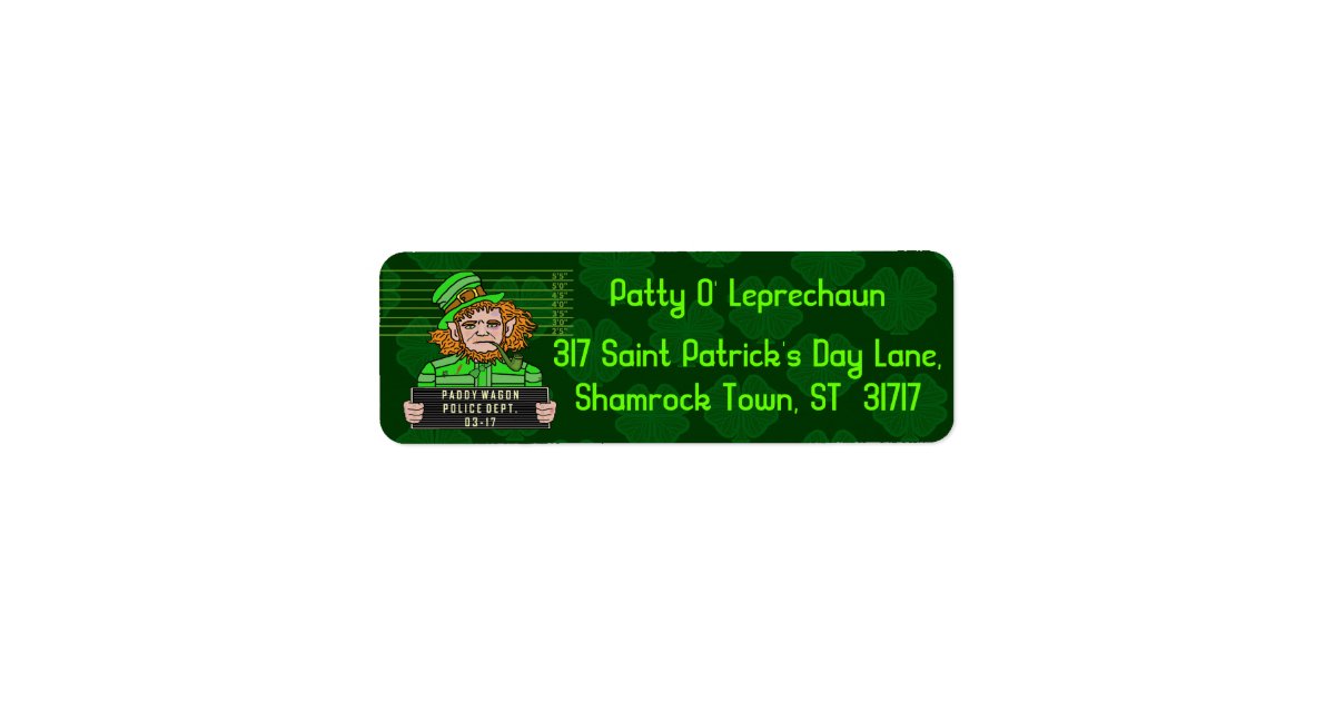 Funny Leprechaun Leprecon Mugshot Label | Zazzle