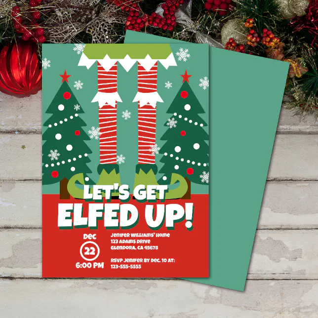 Funny Lets Get Elfed Up Christmas Party Invitation | Zazzle