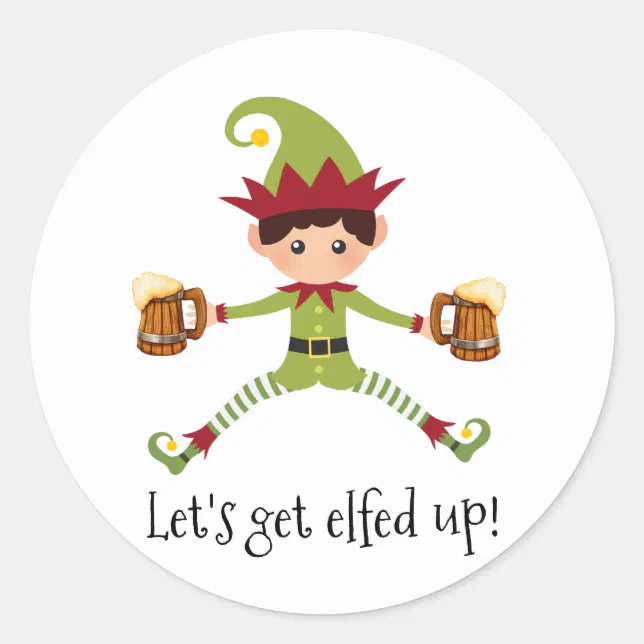 Funny Let's Get Elfed up Elf Christmas Classic Round Sticker | Zazzle
