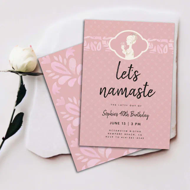 Funny Lets Namaste Latte Women 40th Birthday Party Invitation | Zazzle