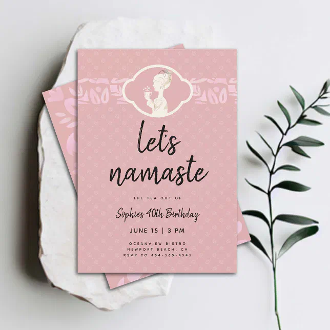 Funny Lets Namaste Women 40th Birthday Tea Party Invitation | Zazzle