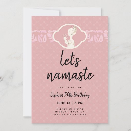 Funny Lets Namaste Women 50th Birthday Tea Party Invitation | Zazzle