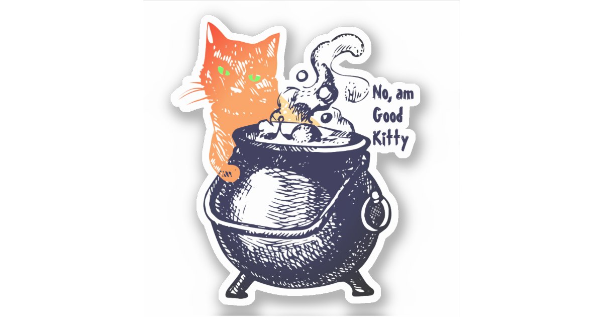 Funny liar kitty cat poison cauldron personalized sticker | Zazzle