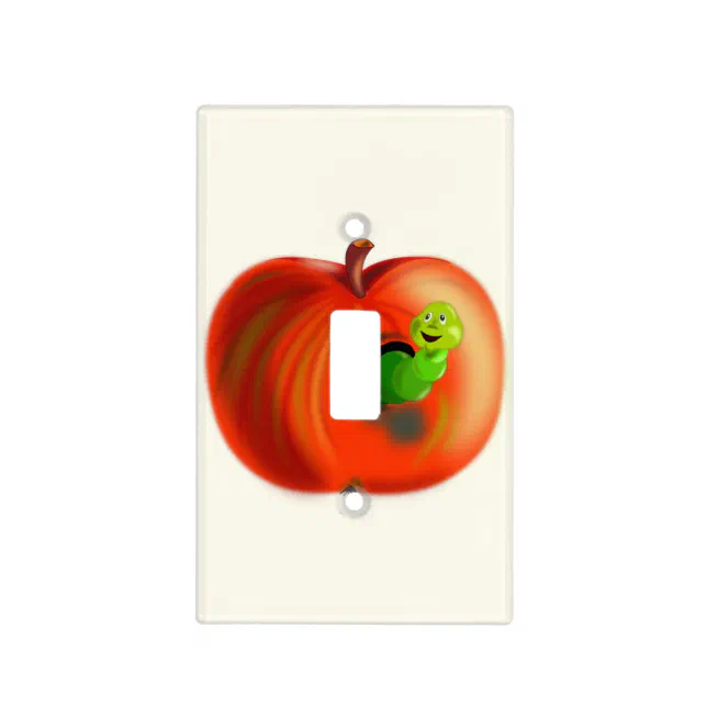 Funny Light Switch Cover Happy Worm in Apple | Zazzle