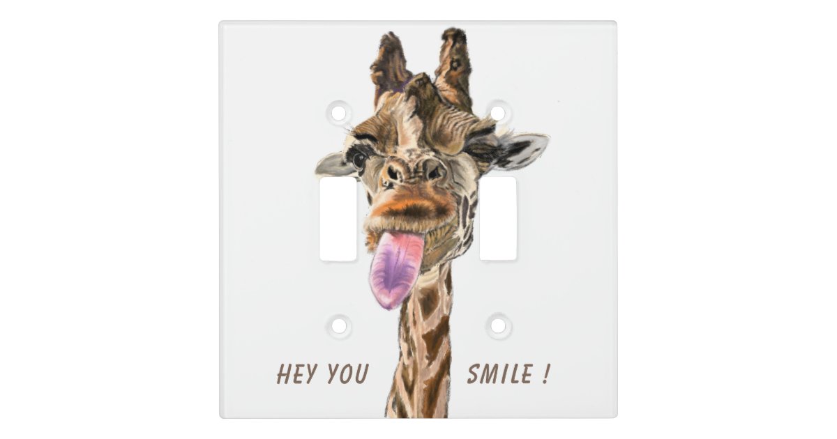 Funny Light Switch Cover Playful Giraffe Your Text | Zazzle