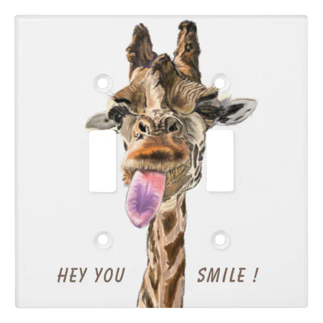Funny Light Switch Cover Playful Giraffe Your Text | Zazzle
