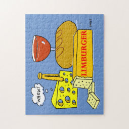 Funny Limburger Cheese and Wine Cartoon Jigsaw Puzzle | Zazzle