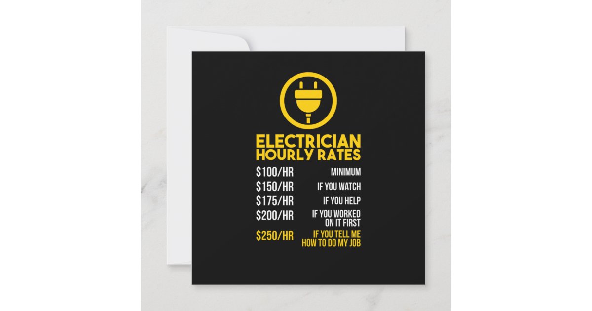 Funny Lineman Electrician Hourly Rates Invitation | Zazzle