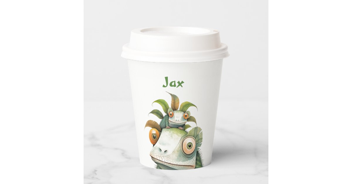 Funny Lizard Personalized Birthday Party Paper Cups | Zazzle