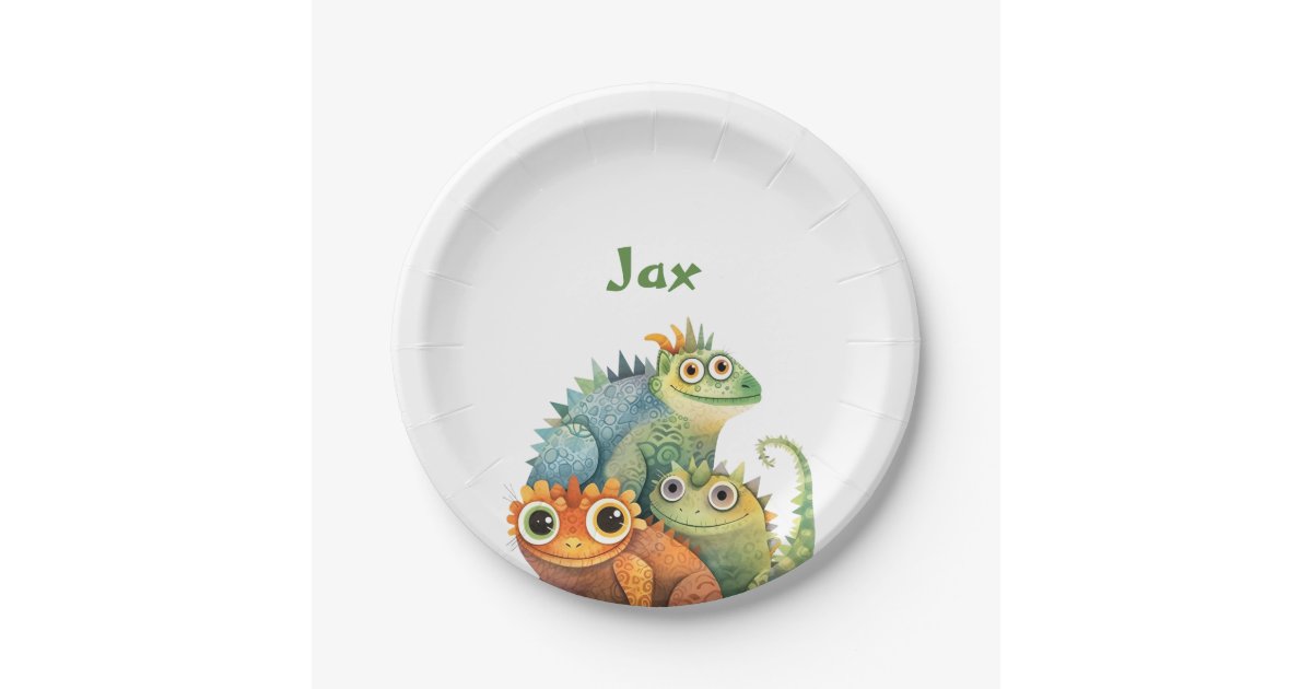 Funny Lizard Personalized Birthday Party Paper Plates | Zazzle