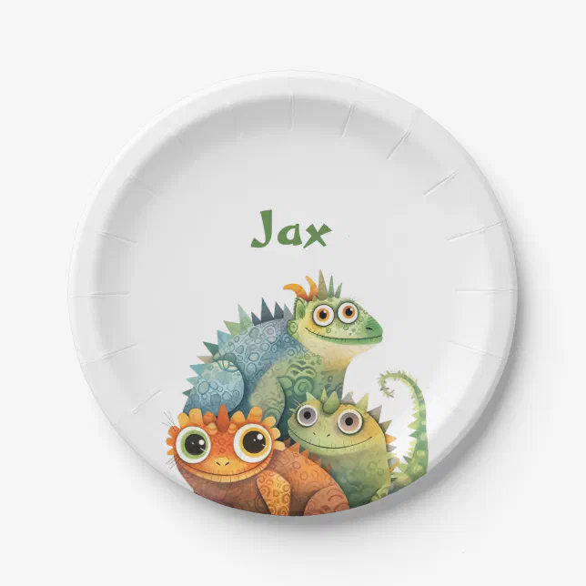 Funny Lizard Personalized Birthday Party Paper Plates | Zazzle