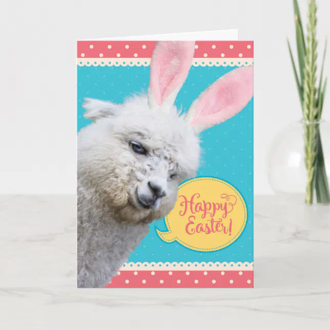 Funny Llama Easter Bunny Llamanated Easter Card | Zazzle