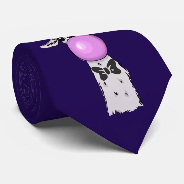 Funny Llama Illustration Blowing a Pink Bubble Neck Tie | Zazzle