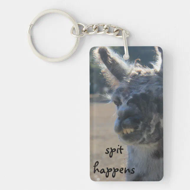 Funny Llama Key Chain, Spit Happens Keychain | Zazzle