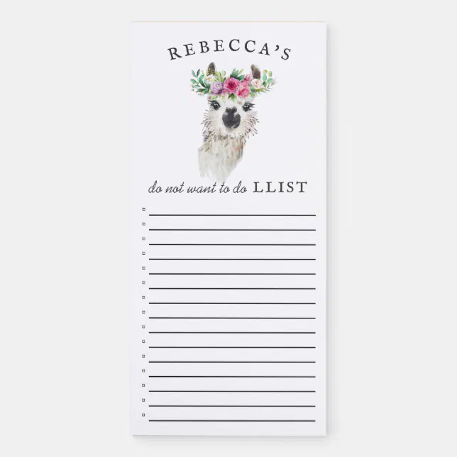 Funny Llama | Personalized To Do List Magnetic Notepad | Zazzle