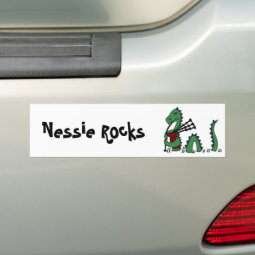 Funny Loch Ness Monster Playing Bagpipes Bumper Sticker | Zazzle