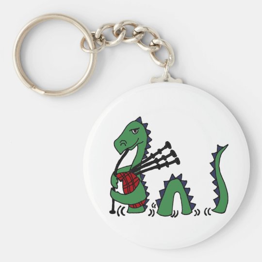 Funny Loch Ness Monster Playing Bagpipes Keychain | Zazzle.com
